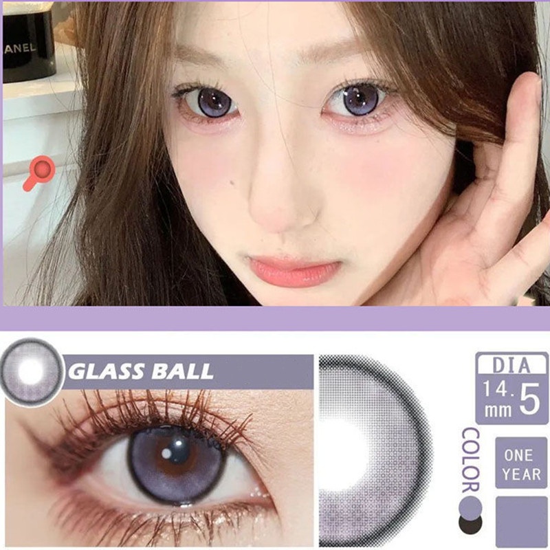 YIMEIXI 2PCS Contact Lenses with Graded Doll Eyes14.5MM Big Eyes Milk ...