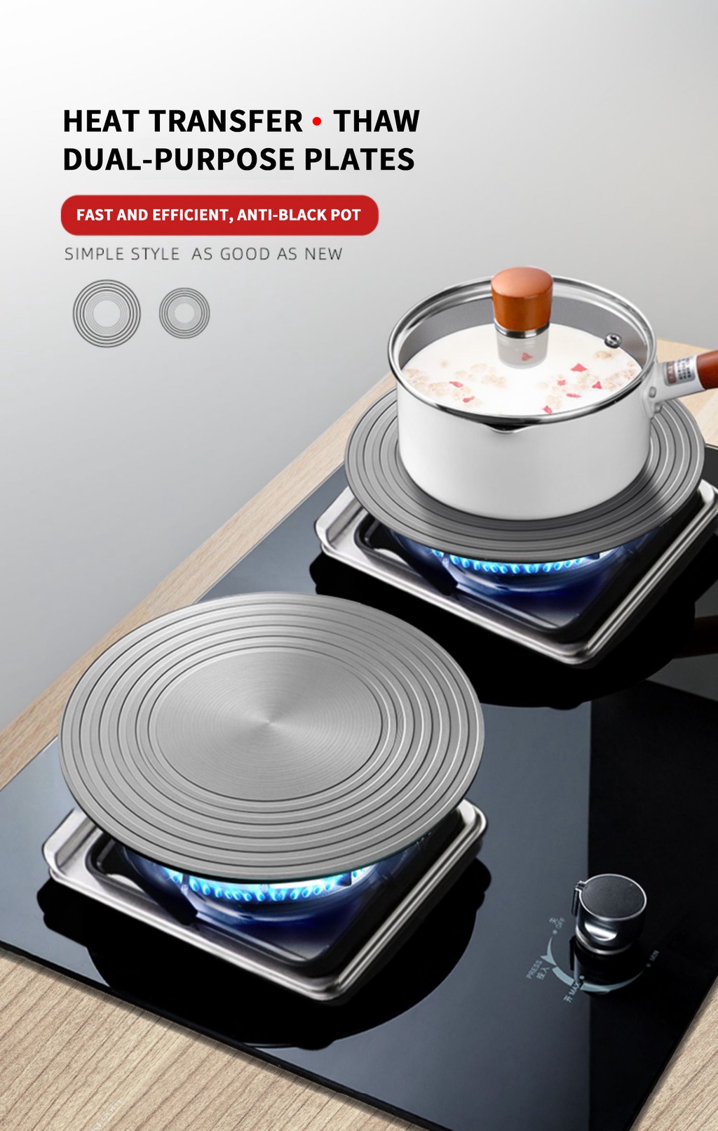 24cm/28cm Heat Diffuser for Gas Stove Heat Conduction Plate Thaw Board Anti-Burning Heat ...