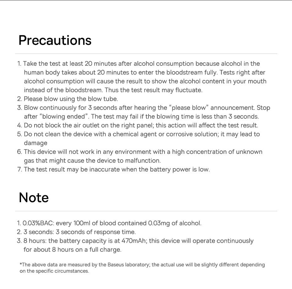 Baseus High Accuracy Alcohol Tester Breathalyzer Alcometer Alcotest ...