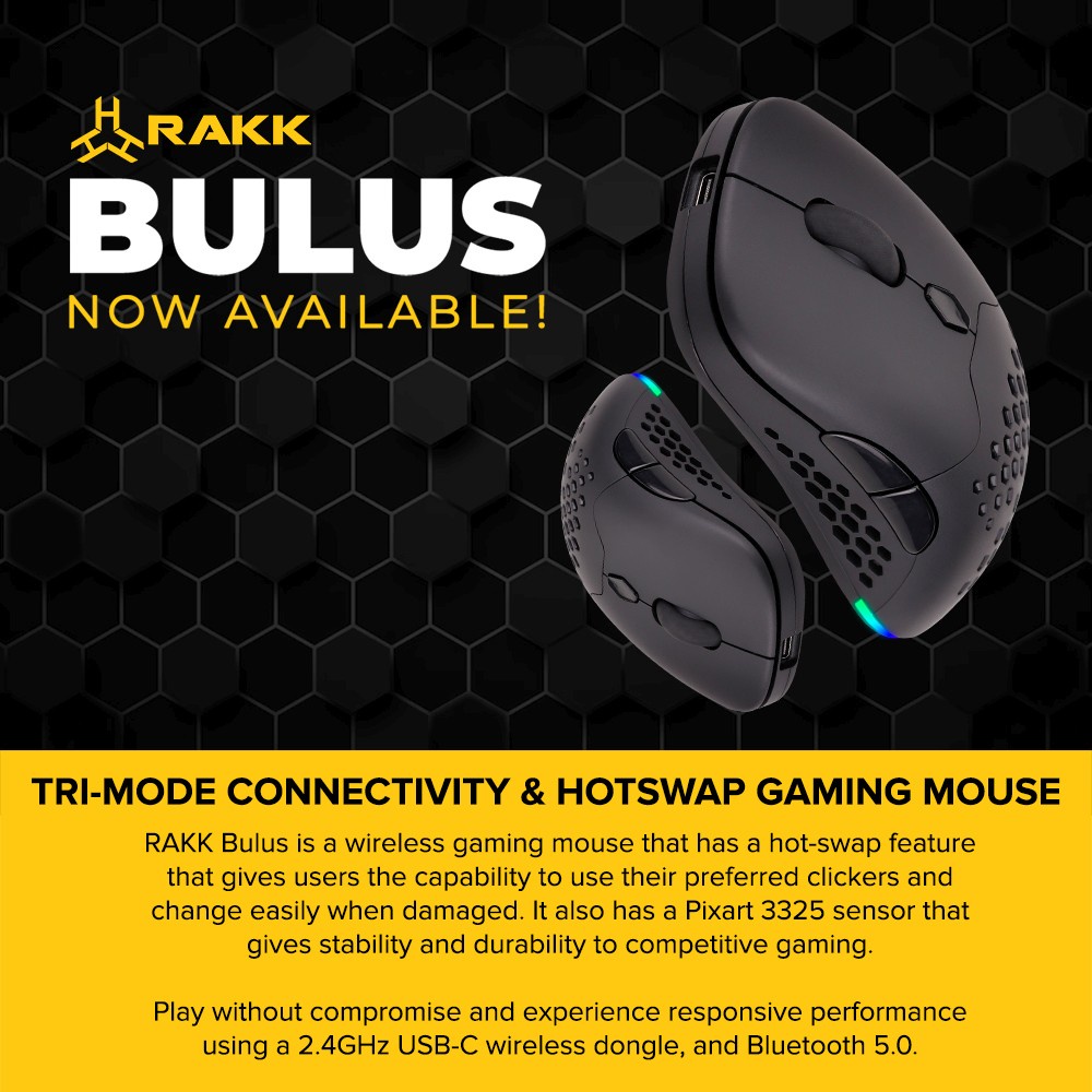 RAKK BULUS Wireless Gaming Mouse | Tri-mode | Hotswap Clickers | RGB ...