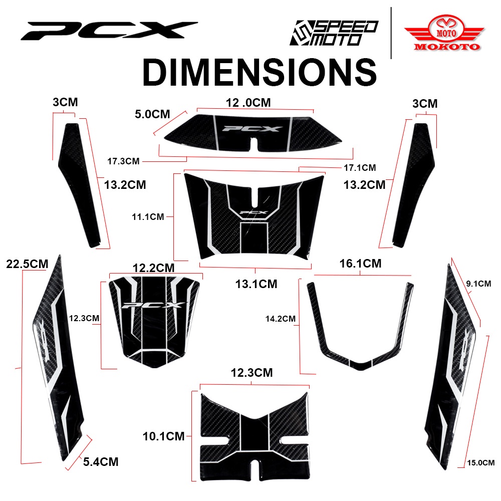 HONDA PCX 160 3D GEL TYPE TANK PAD FISHBONE CARBON STICKER / TANK ...