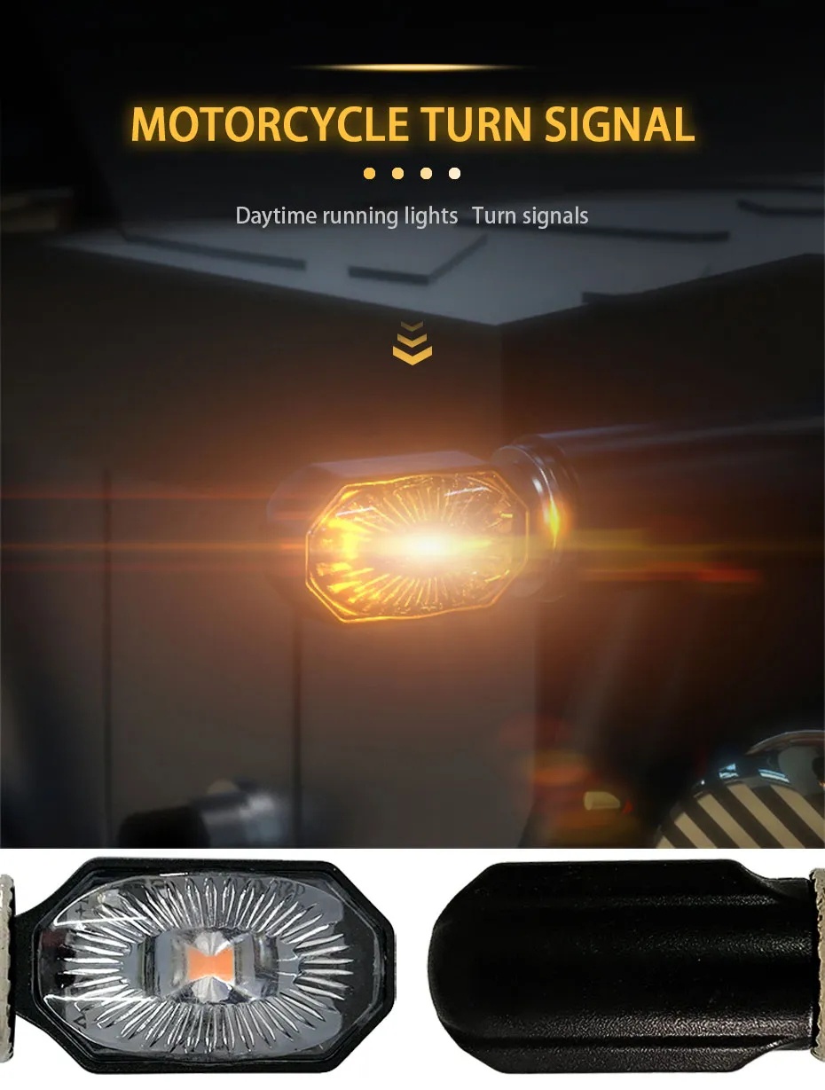 SEAMETAL 2pcs LED Motorcycle Light Mini Turn Signal Light 12V Tail Lamp ...