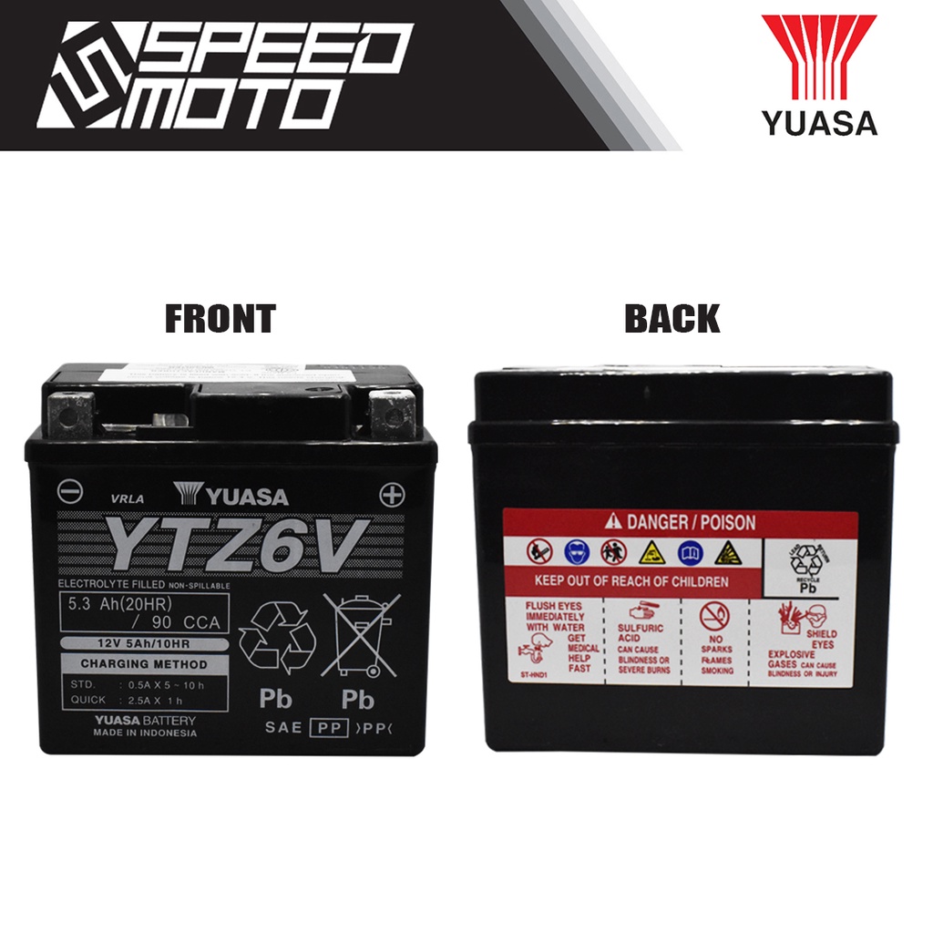 ORIGINAL YUASA YTZ6V HIGH PERFORMANCE FACTORY ACTIVATED NON-SPILLABLE ...