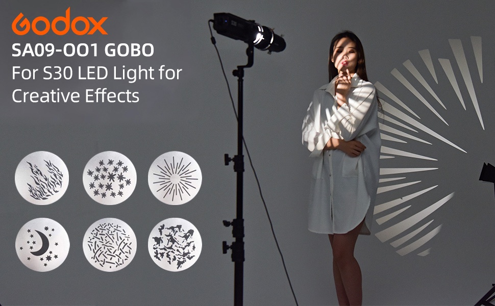 Godox SA-09 Gobo Stencil Set Kit (6PCS) w/ Assorted Creative Effect for ...