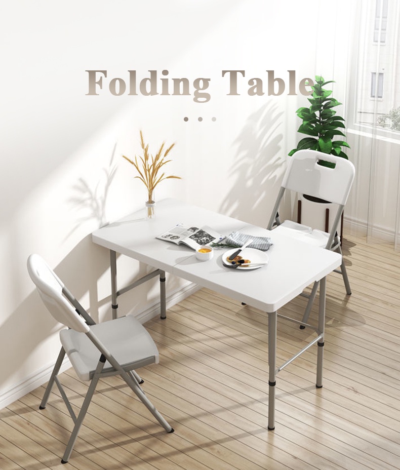 VOVOVA Heavy Duty Folding table 4ft 6ft White/brown Outdoor Dining ...
