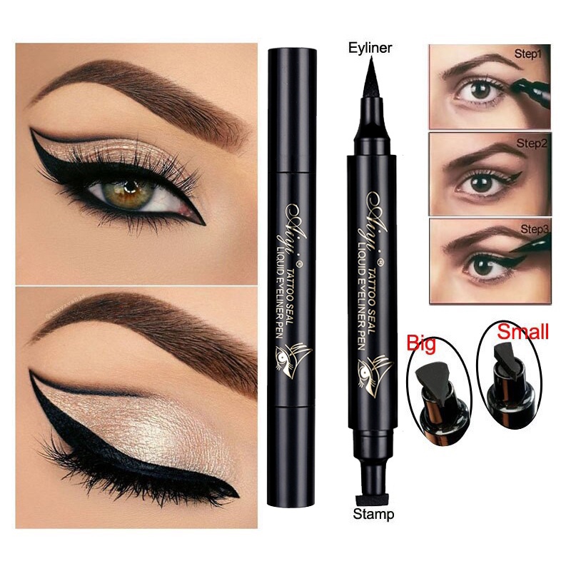 Double Head Waterproof Eyeliner Pen Cat Eye Winged Eyeliner Seal Stamp ...