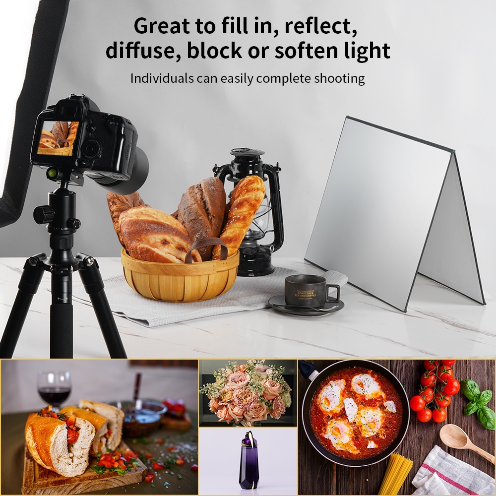 Desk Photo Shooting Kit Mini Studio Light + Reflector Cardboard for ...
