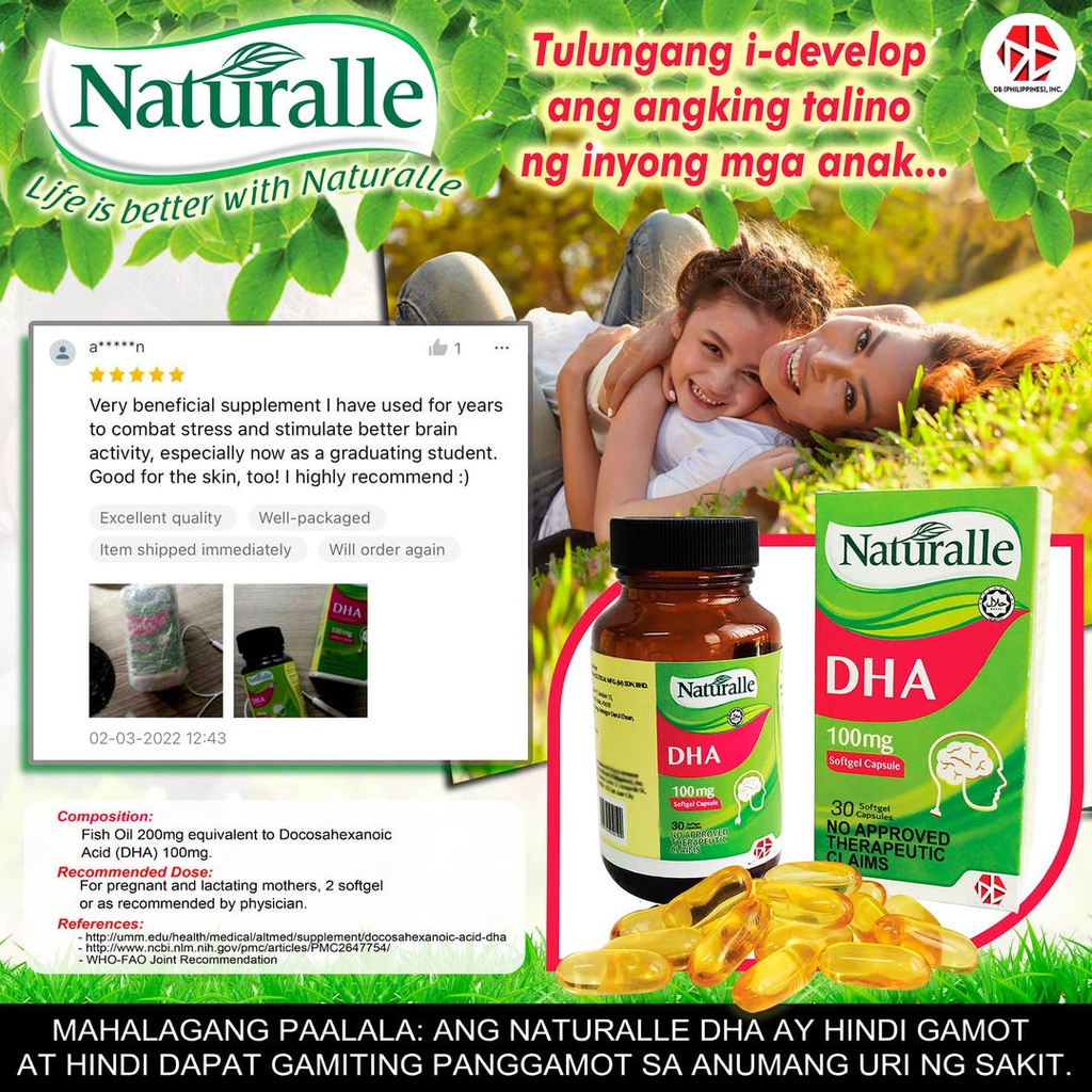 Naturalle DHA 100mg SG Cap 30's | Shopee Philippines