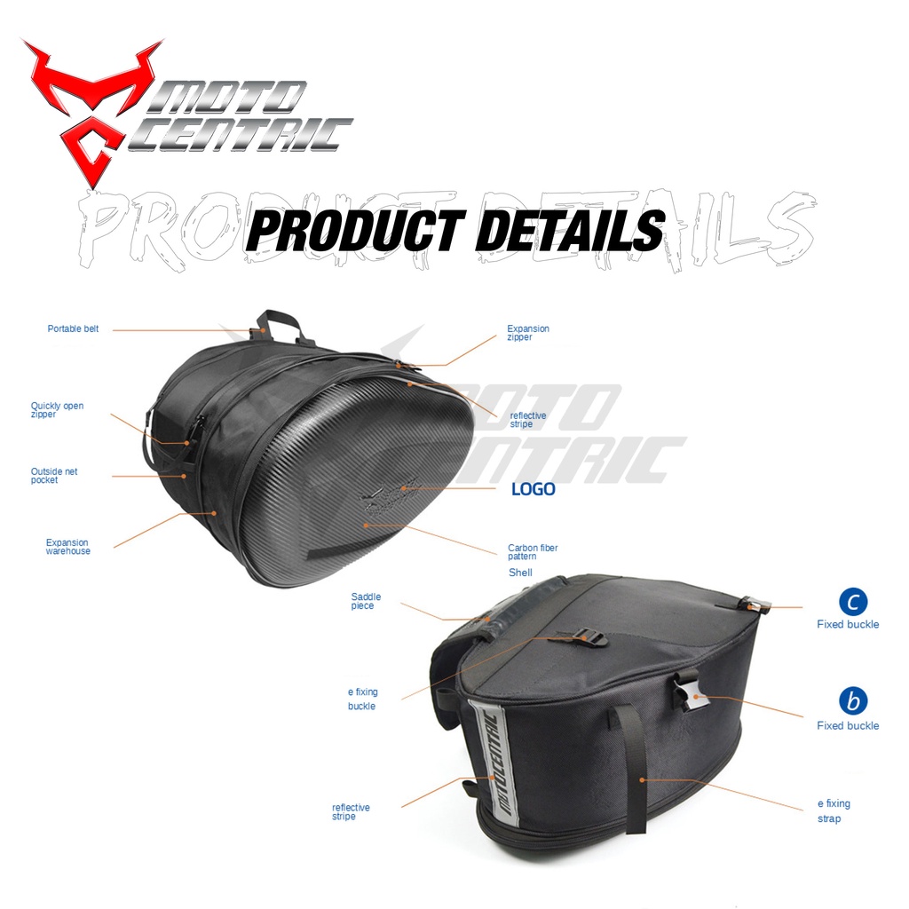 Motocentric Hard-shell Saddle Bag MC-0096 (Black) | Shopee Philippines