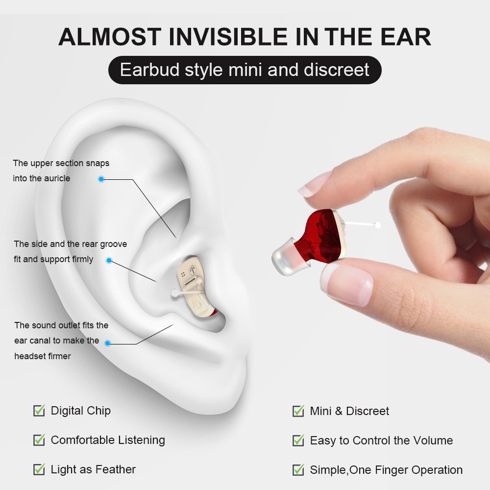 Small Mini Digital Hearing Aid Portable In-Ear Invisible Hearing ...