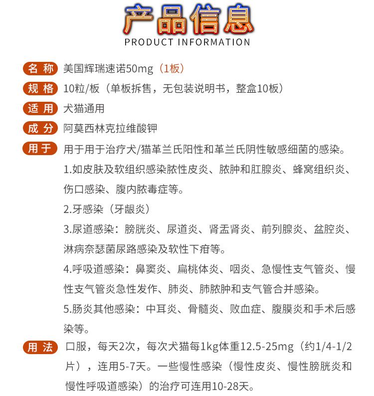 Synulox 50mg Palatable Tablets Cold and Cough Skin Infections Urinary ...