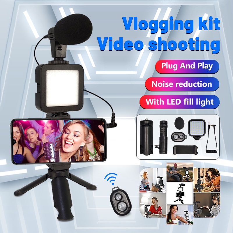 AY-49 Smartphone Vlogging Kit Video Recording Equipment Tripod Fill ...