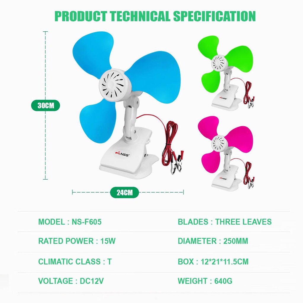 NSS Electric Fan Portable Clip Fan 3 blends Rechargeable Fan Desk Fan ...