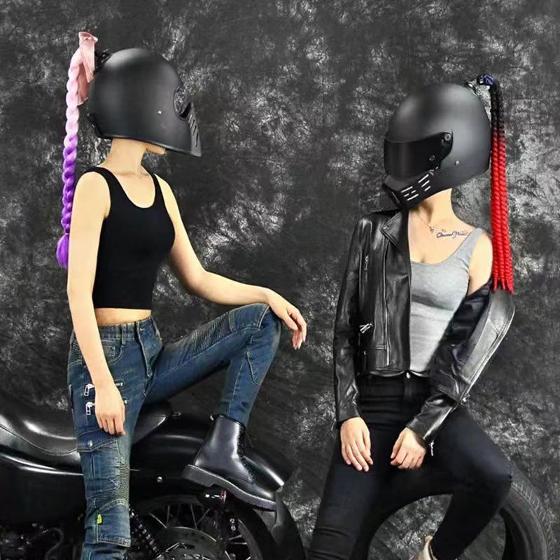 Helmet Ponytails for Women Men Motocycle Decoration Pigtails Bicycle ...
