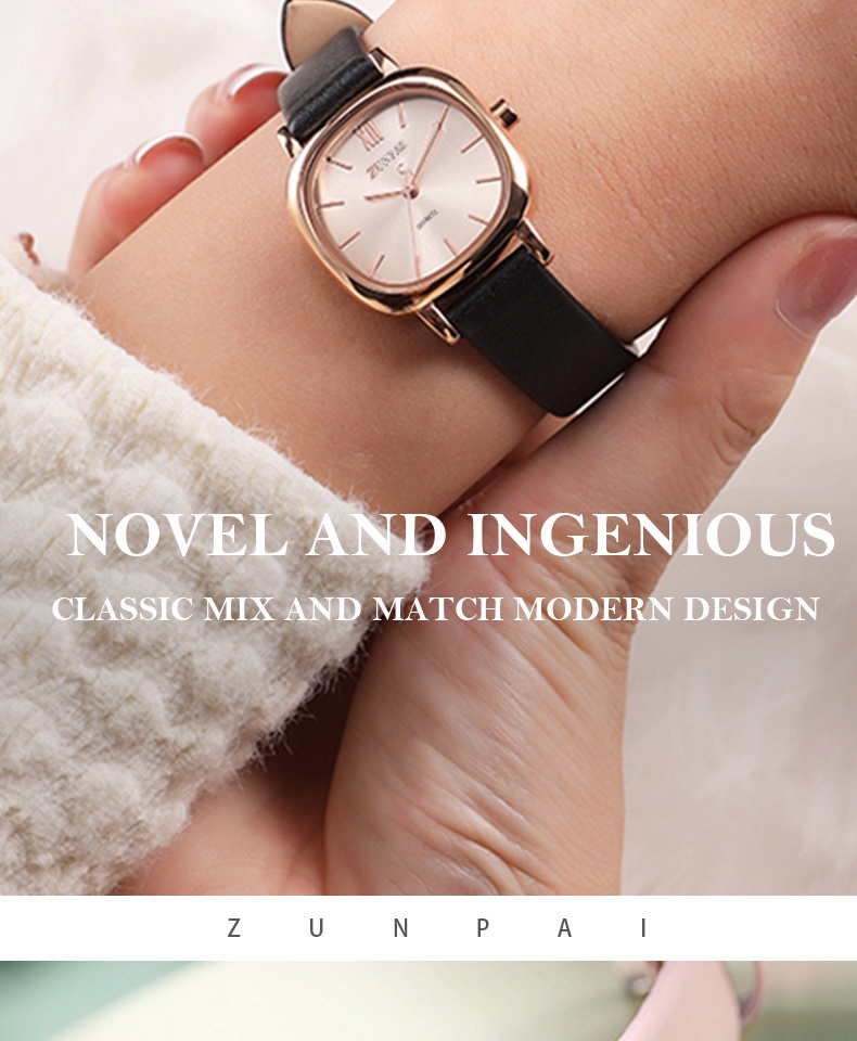 ZUNPAI Watch for Woman Original Waterproof Leather Fashion Girls Quartz ...