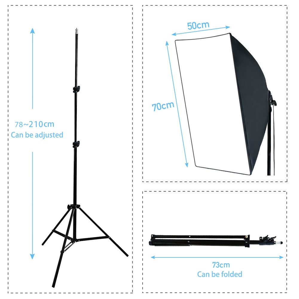 Softbox 50x70cm stduio continuous lightting with 3 Colors Temperature ...
