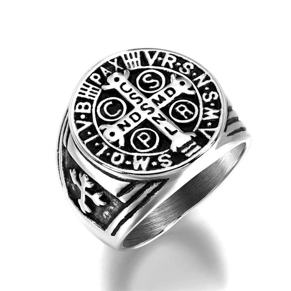 Fashion Pure Stainless Steel CSPB ring Saint Benedict Ring Gift Ring ...