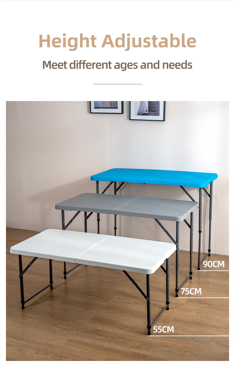 VOVOVA Heavy Duty Folding table 4ft 6ft White/brown Outdoor Dining ...