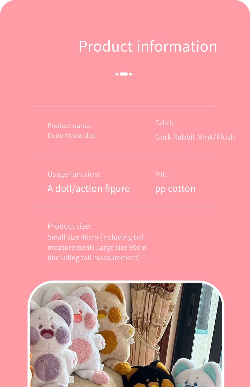 Hug Me 40cm Cute Kitty Dudu Cat Plush Stuffed Toy Fluffy Cartoon Animal ...