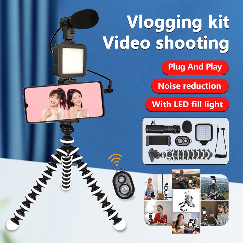 AY-49 Smartphone Vlogging Kit Video Recording Equipment Tripod Fill ...