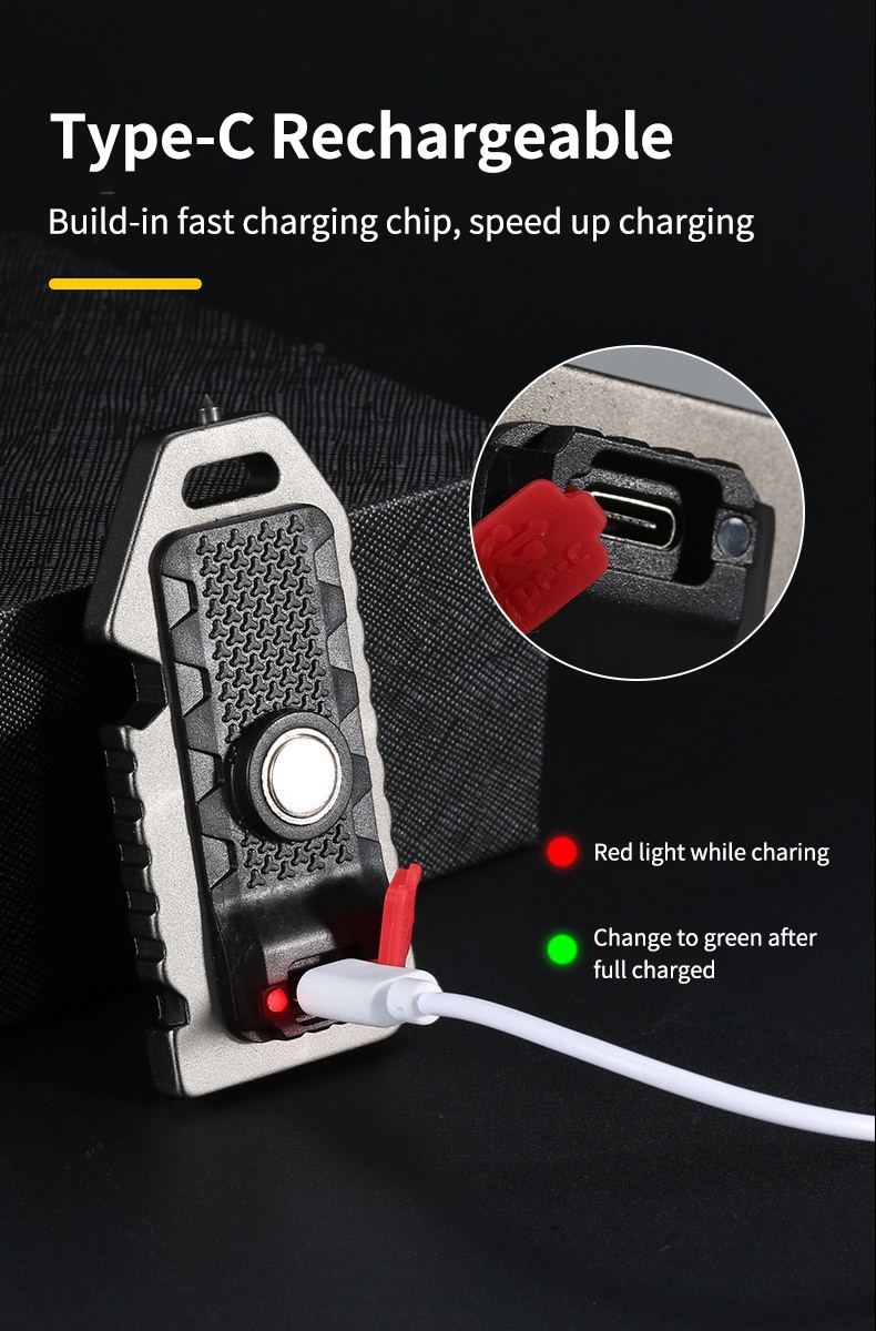 Nicron Multi-function Keychain Flashlight K10, Mini EDC Rechargeable for Emergency Light,COB LED ...