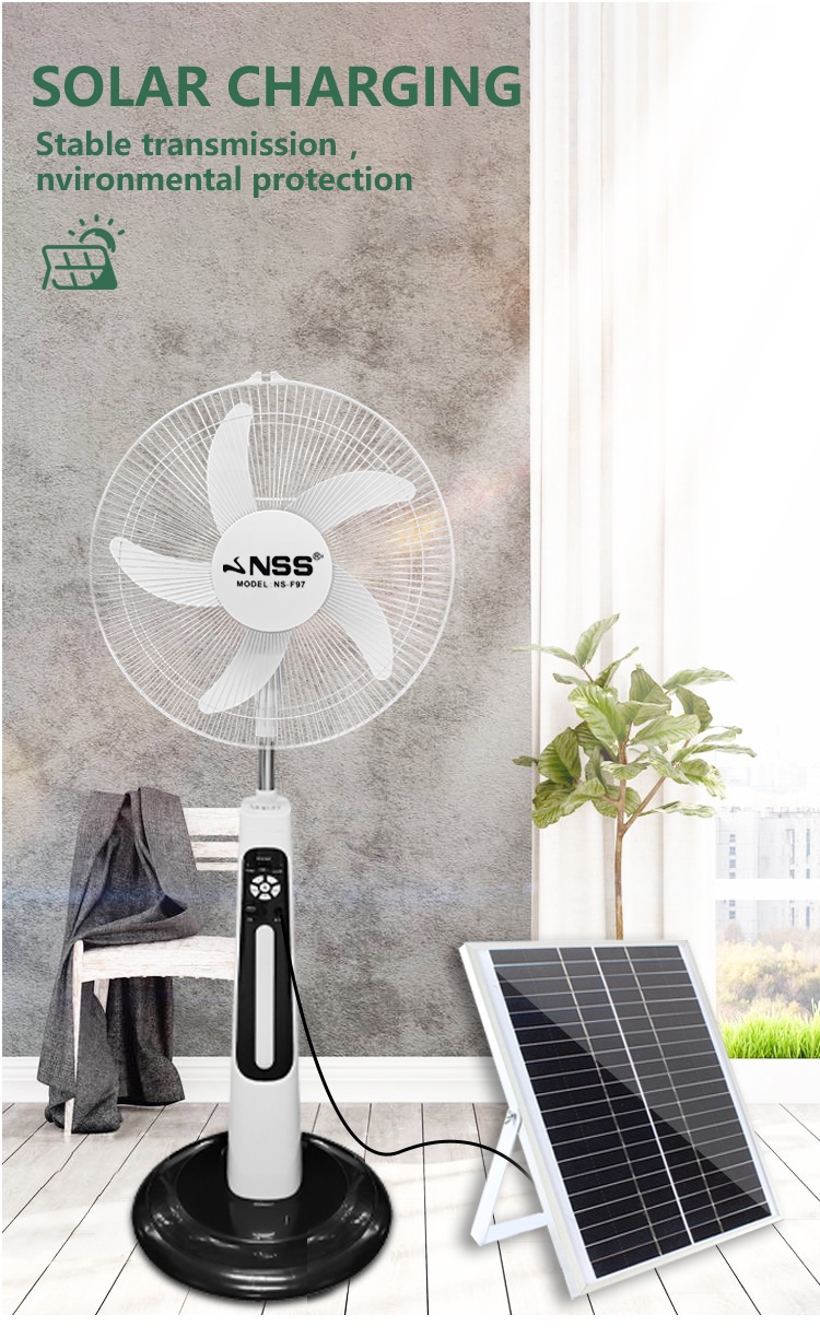 NSS Rechargeable 16" Solar Electric Fan AC DC 220V Solar Fan Mobile ...