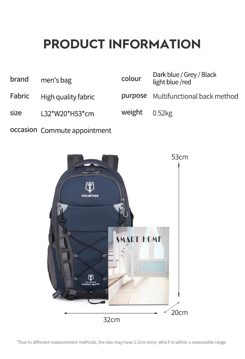 VOLUNTEER BACKPACK MEN WOMEN TRAVELLING KNAPSACK BAG FOR MEN Y9889 ...