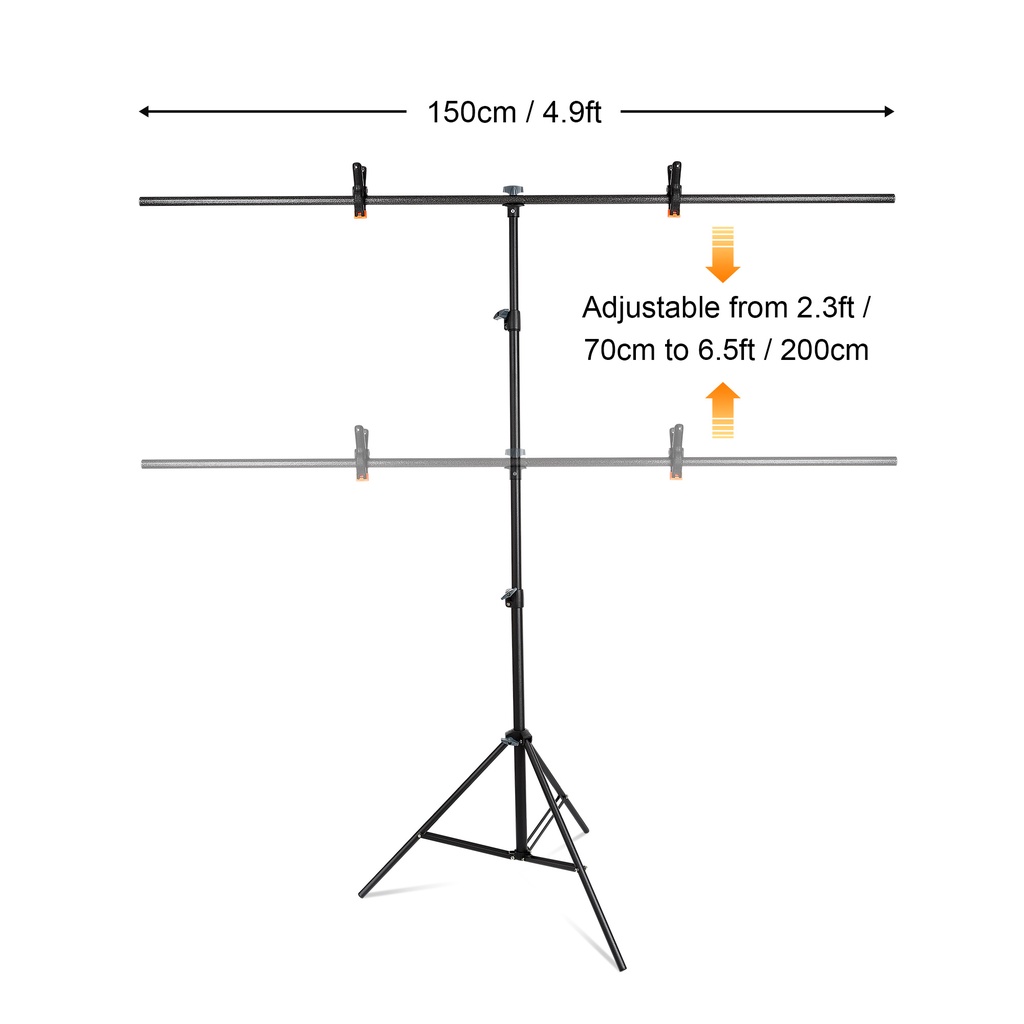 T Shape Backdrop Stand 1.5 x 2 m/5ft x 6.5ft Portable Photo Background ...