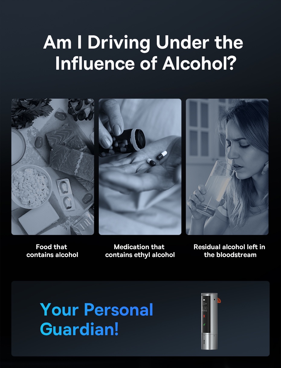 Baseus High Accuracy Alcohol Tester Breathalyzer Alcometer Alcotest ...