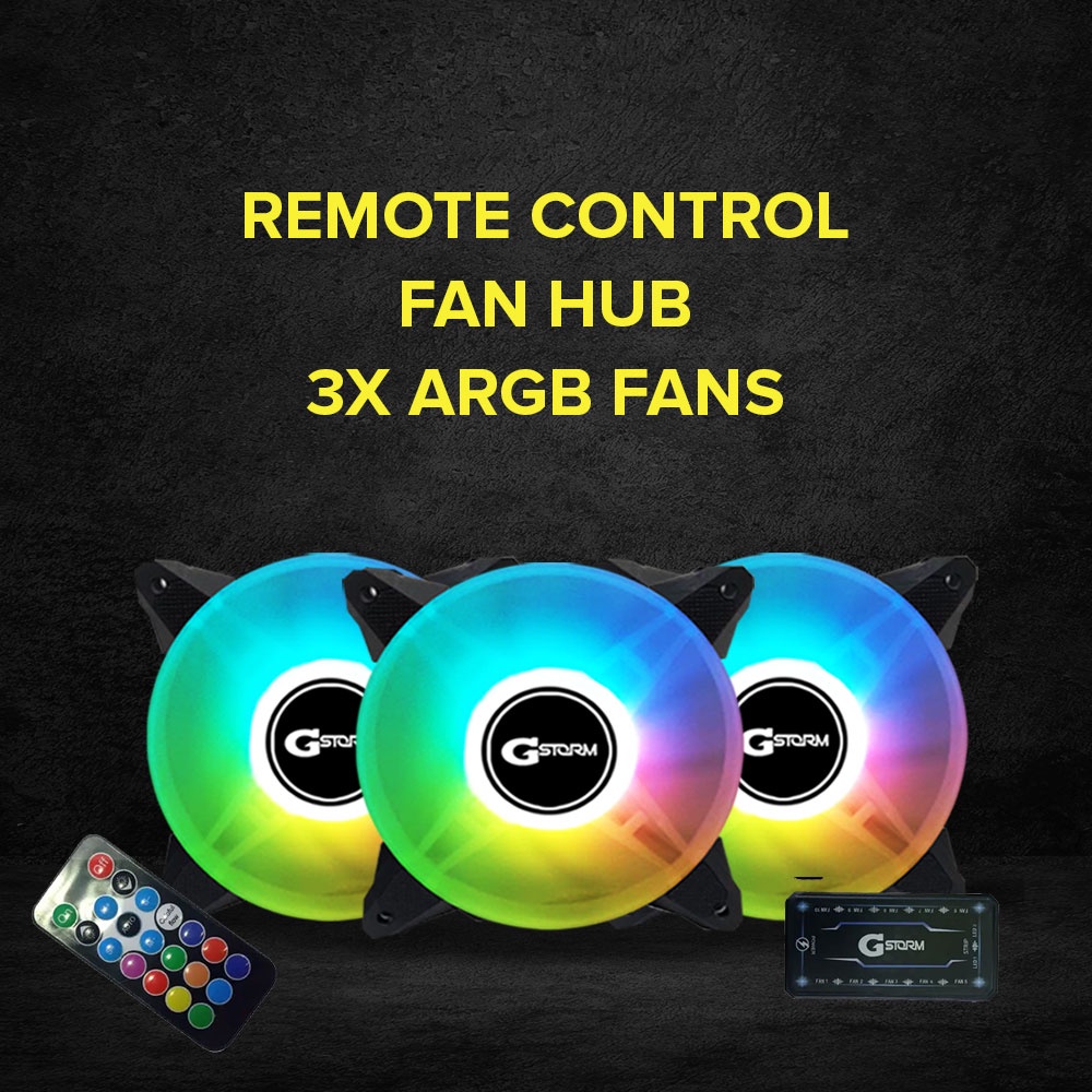 EasyPC | Gstorm Phantom 3in1 120mm pc case fan w/Control Hub and Remote ...