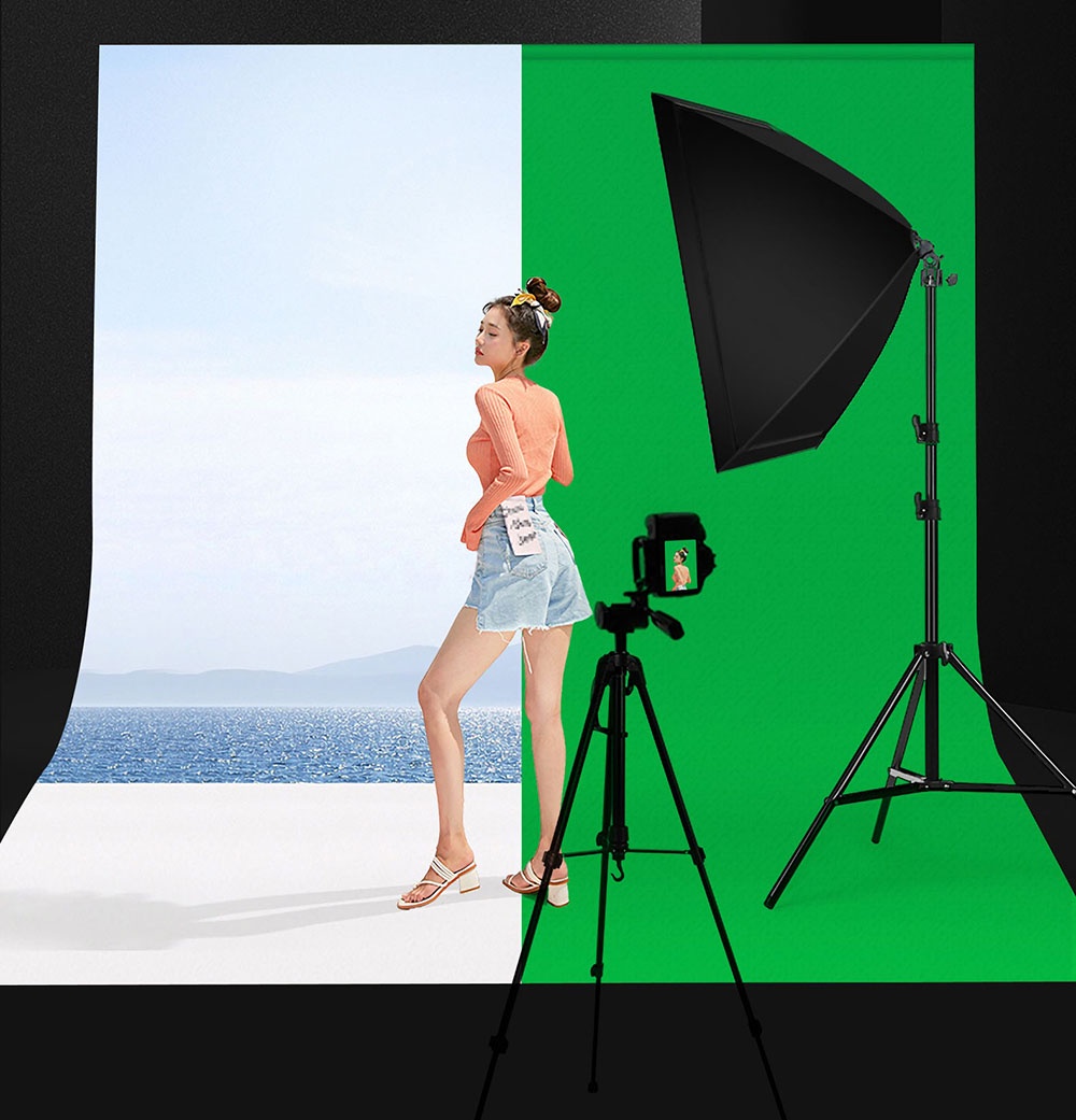 Photo Studio Background Stand 2x2M Green/Black/White Muslin Backdrop ...