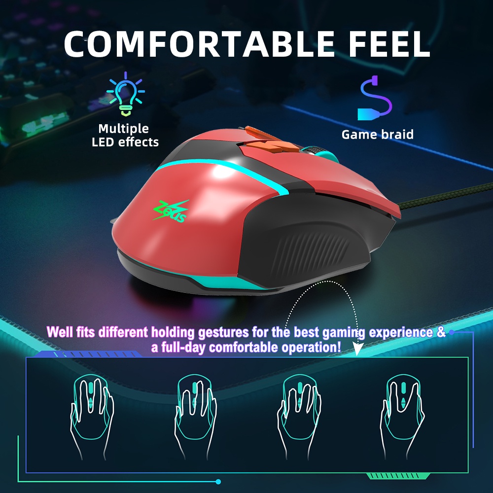 Zeus x GUNDAM ( GD - 002 ) RGB LED Wired Gaming Mouse Neo Zeon Gaming ...