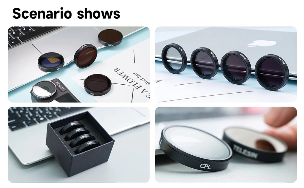 TELESIN CPL & ND Filters Accessory for DJI Osmo Action 5 Pro, 4, 3 ...