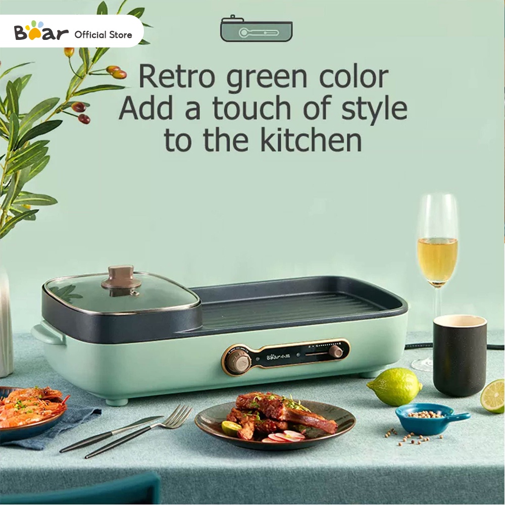 GAABOR x BEAR 2 in 1 Multi cooker with BBQ Grill 3L Shabu-Shabu 380mm ...