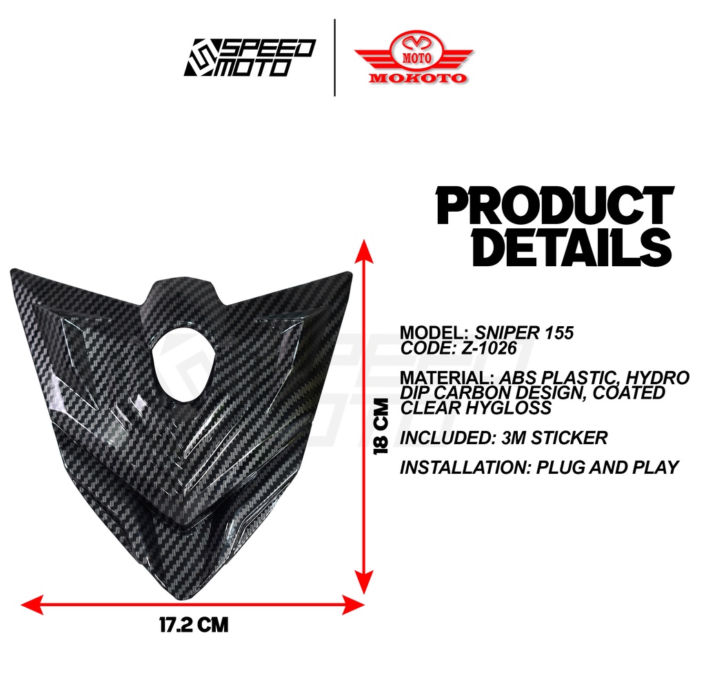 SNIPER 155 FRONT HEAD COVER CARBON Z-1026 GARNISH FOR YAMAHA SNIPER 155 ...
