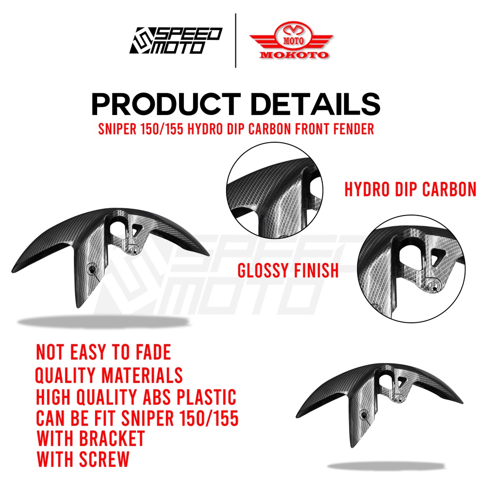 MOKOTO YAMAHA SNIPER 150 / SNIPER 155 FRONT FENDER CARBON FOR YAMAHA ...