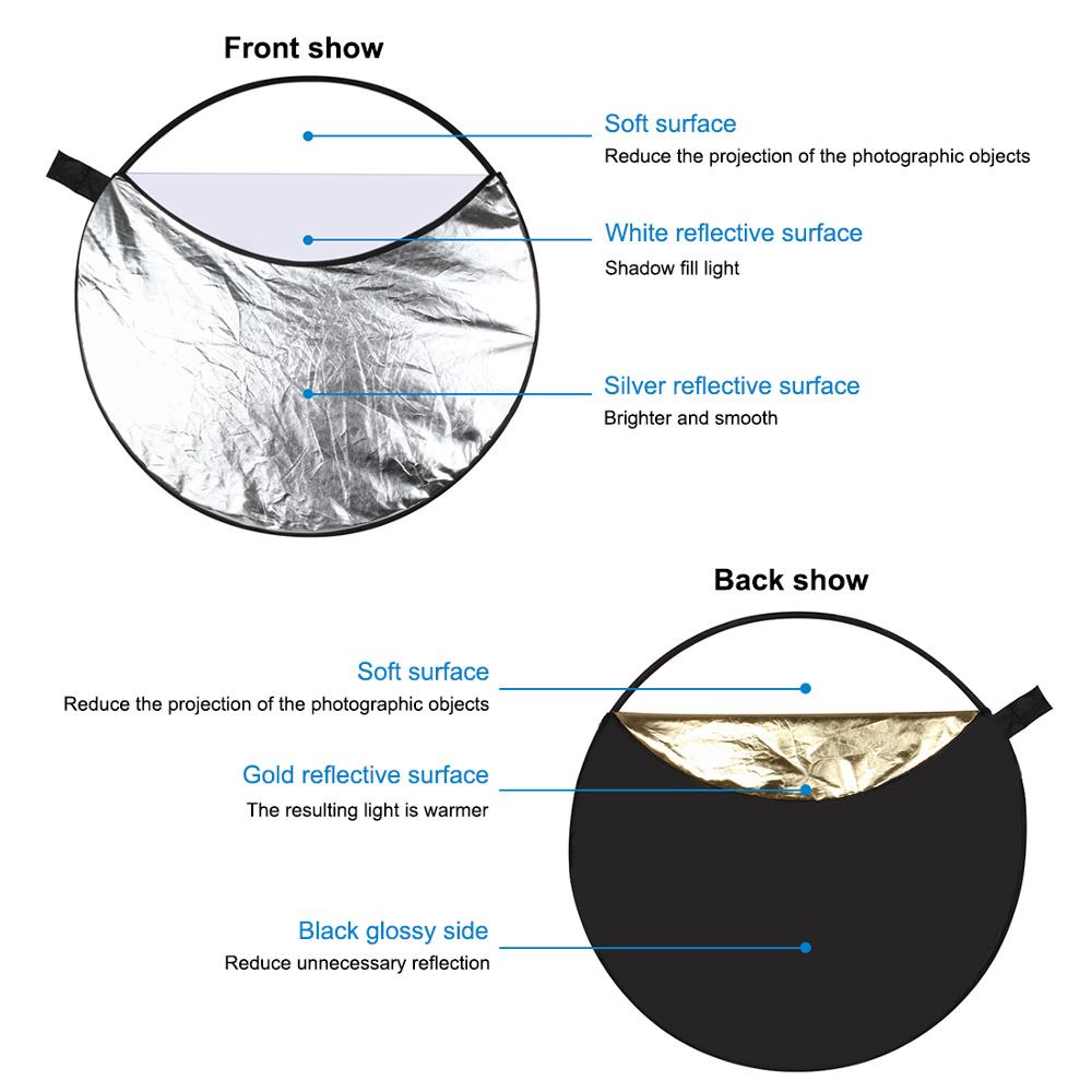 Reflector Photography 60/80/110CM Portable 5 in 1 Light Diffuser Round ...