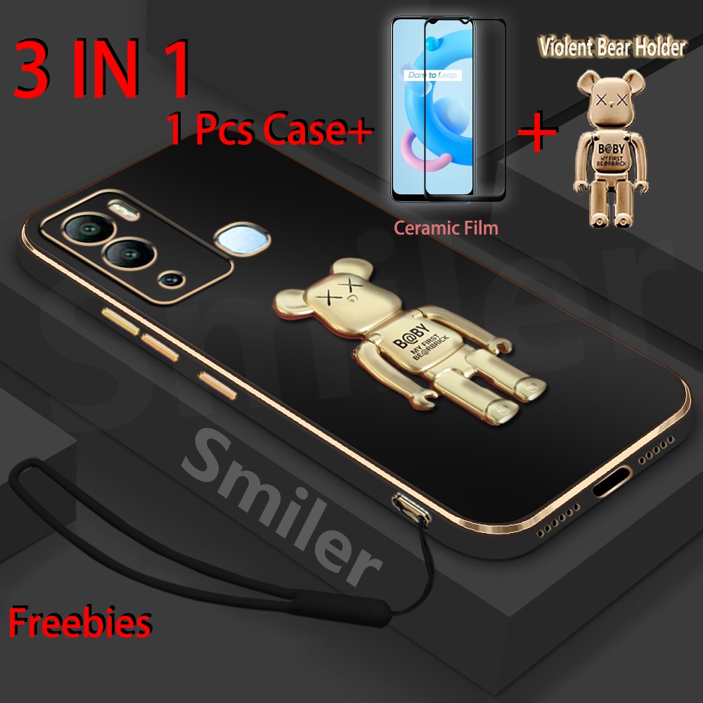 3 IN 1 For Infinix Hot 12i X665B X665 Electroplated Straight Edge Case ...