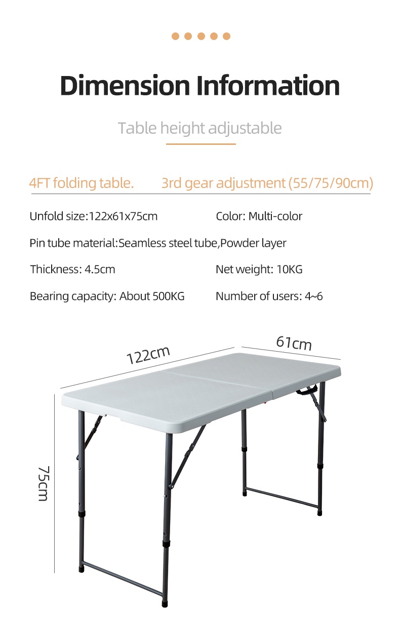 VOVOVA Heavy Duty Folding table 4ft 6ft White/brown Outdoor Dining ...