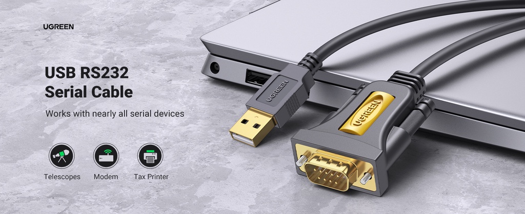 Ugreen USB to RS232 COM Port Serial PDA 9 DB9 Pin Cable Adapter ...