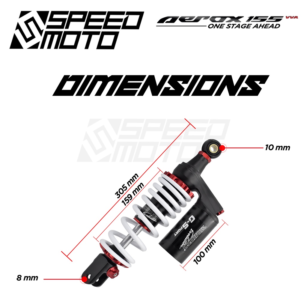 MOKOTO YAMAHA NMAX V2,V2.1 / AEROX V2,V1 REAR SHOCK GAS ABSORBER W ...