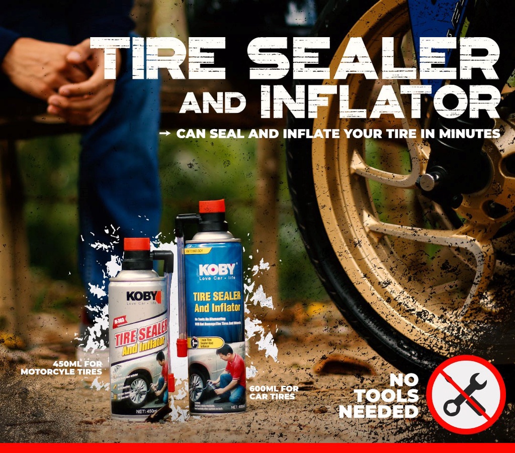 Koby Tire Sealer And Inflator 600ml | Shopee Philippines