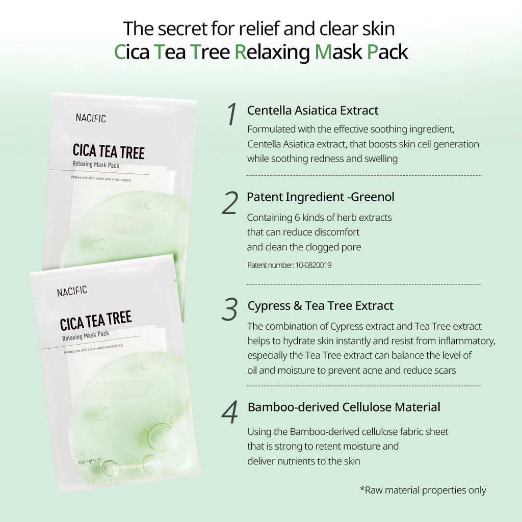 NACIFIC Cica Tea Tree Relaxing Mask Pack 10pcs | Shopee Philippines
