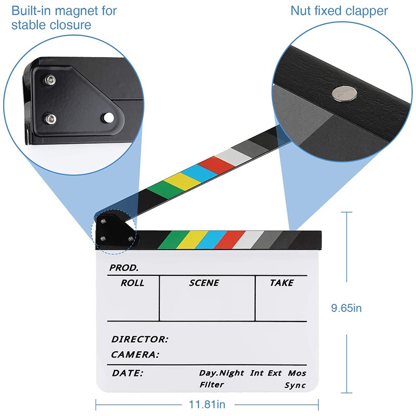Photogrpahy Prop Acrylic Clapboard Clapperboard Dry Erase Director Film ...