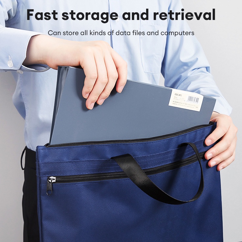 Deli Business Documents File Folder Zipper Double Layers Files Bag ...