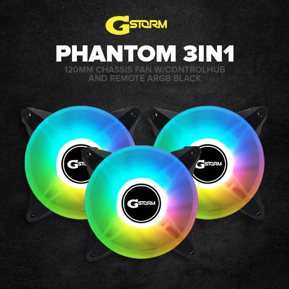 EasyPC | Gstorm Phantom 3in1 120mm pc case fan w/Control Hub and Remote ...