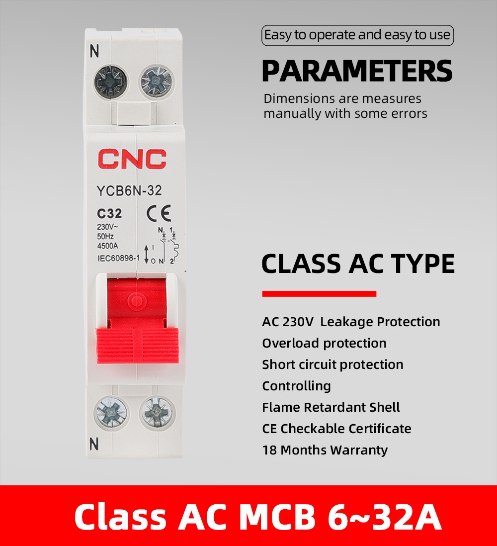 CNC MCB Miniature Circuit Breaker Phase-neutral Circuit Breaker YCB6N ...