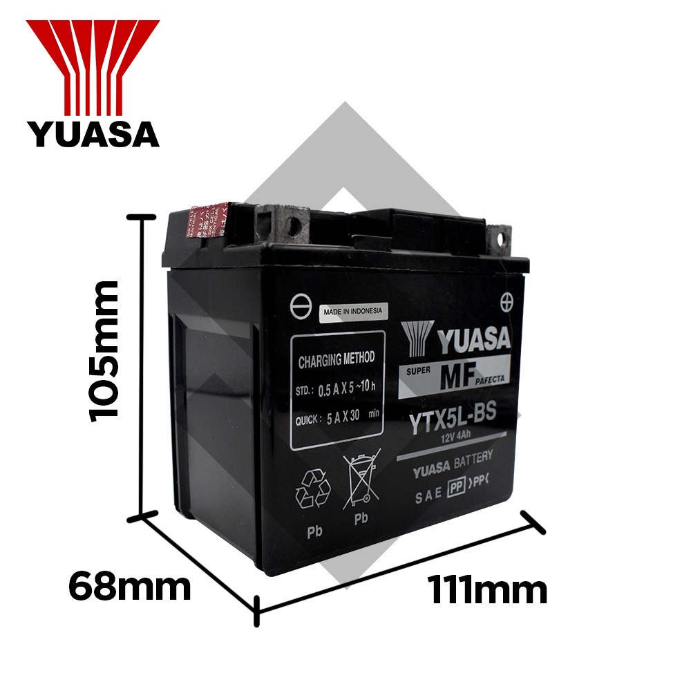 ORIGINAL YUASA BATTERY YTX5L-BS MOTORCYCLE BATTERY MAINTENANCE FREE ...