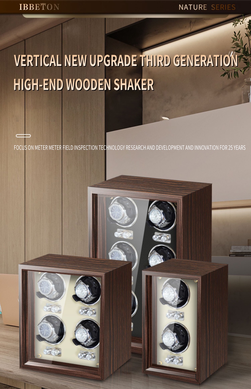 IBBETON Luxury Brand Wood Automatic Watch Winder High-End 1 2 4 6 Slots ...