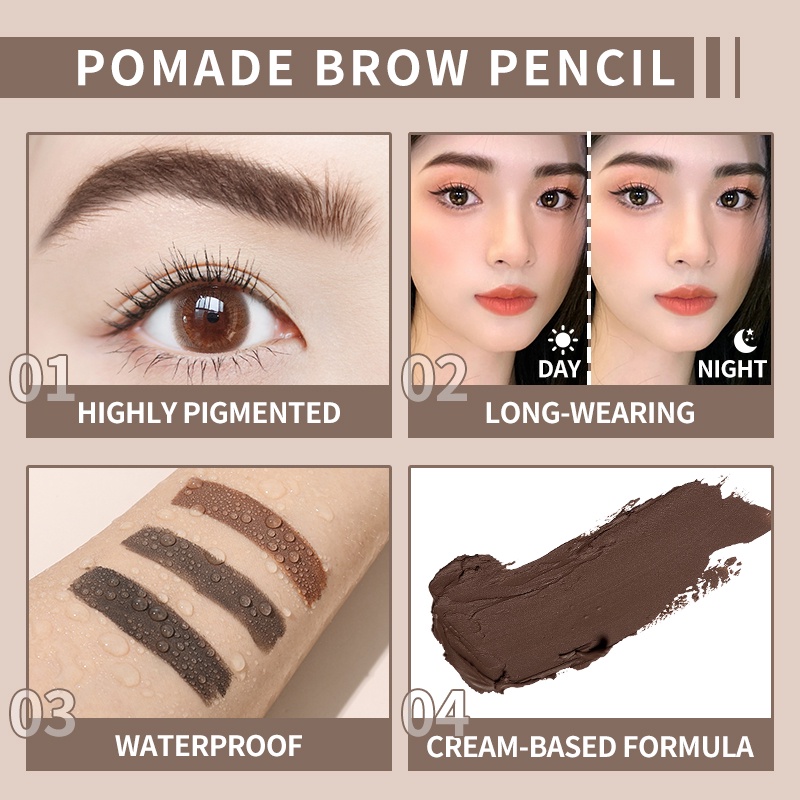 KIMUSE Eyebrow Cream Gel With Brush 2 IN 1 Pomade Brow Pencil Long ...
